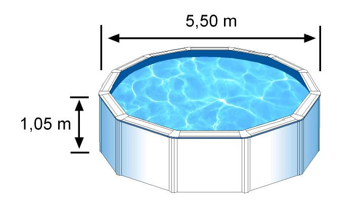 Gre Pools Piscine ronde acier Ø5,70m x H: 1,22m - Filtration à sable