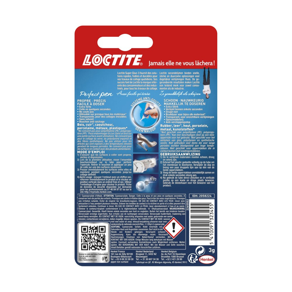Loctite Colle glue gel Super glue 3 perfect pen LOCTITE, 3 g