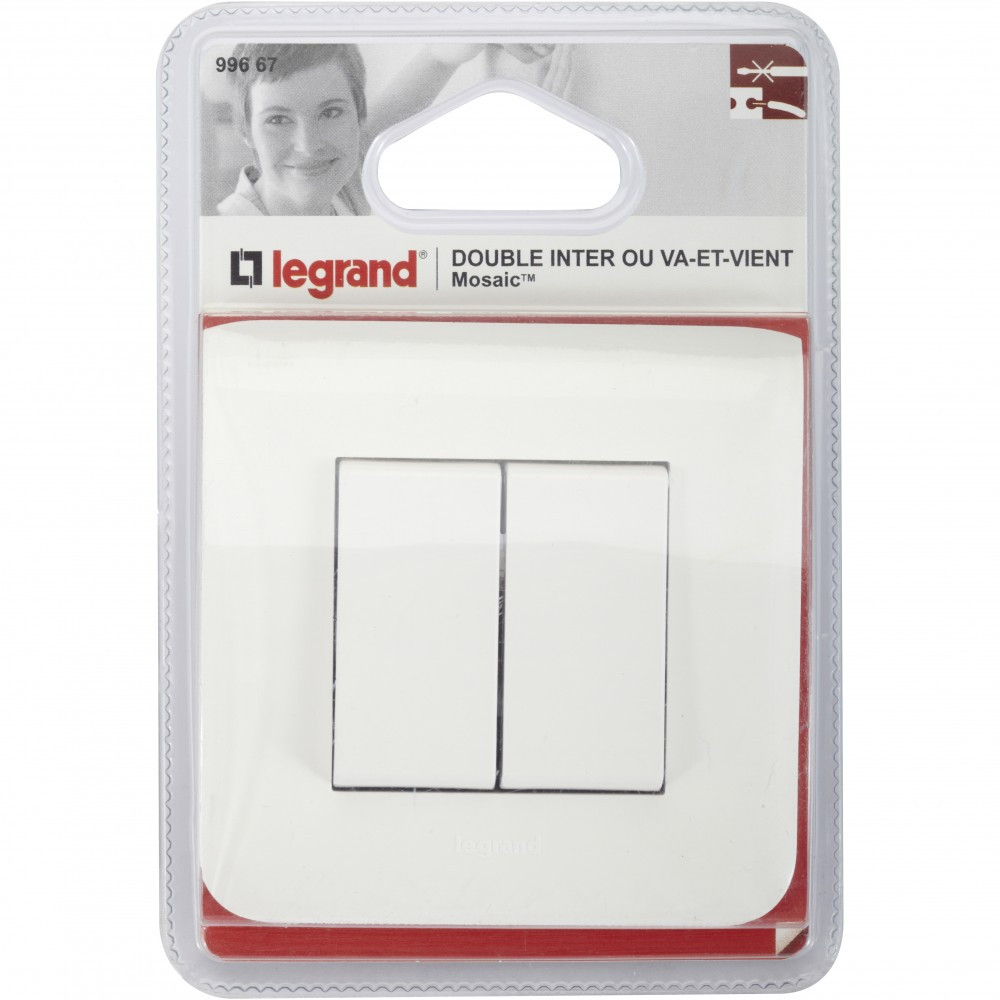 Legrand Double interrupteur va-et-vient Mosaic, blanc, LEGRAND