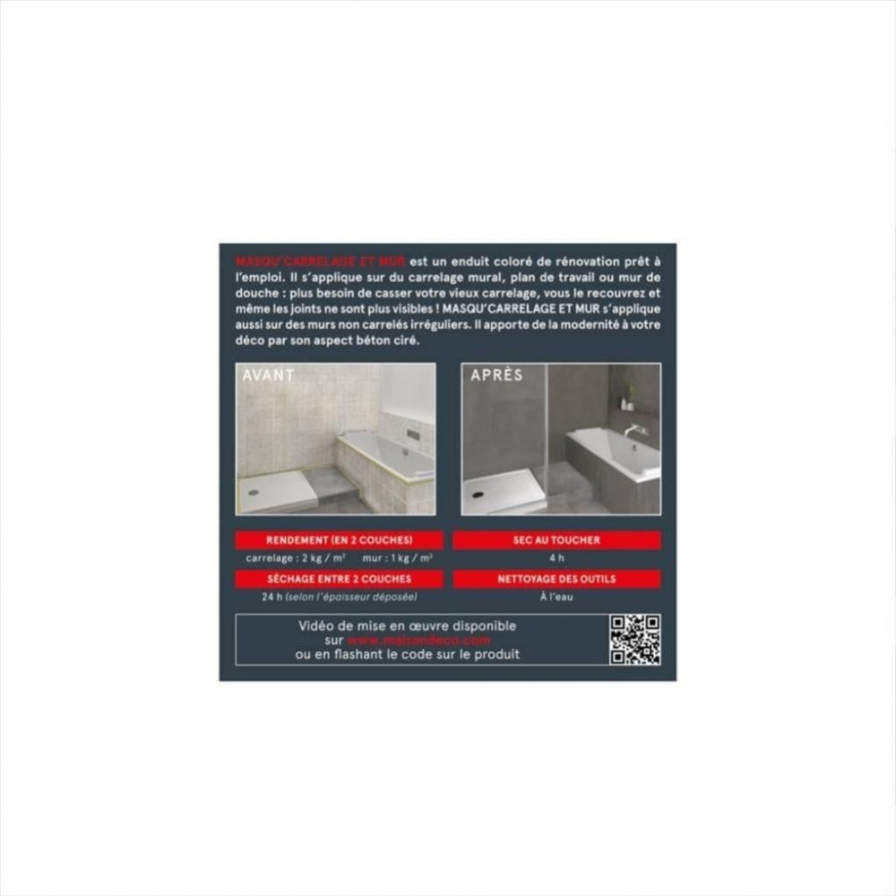 MAISON DECO Enduit Masqu'carrelage et mur MAISON DECO, béton, 4 kg
