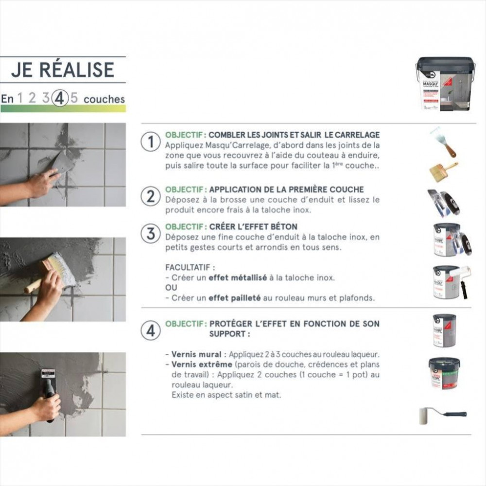 MAISON DECO Enduit Masqu'carrelage et mur MAISON DECO, Pierre de la...