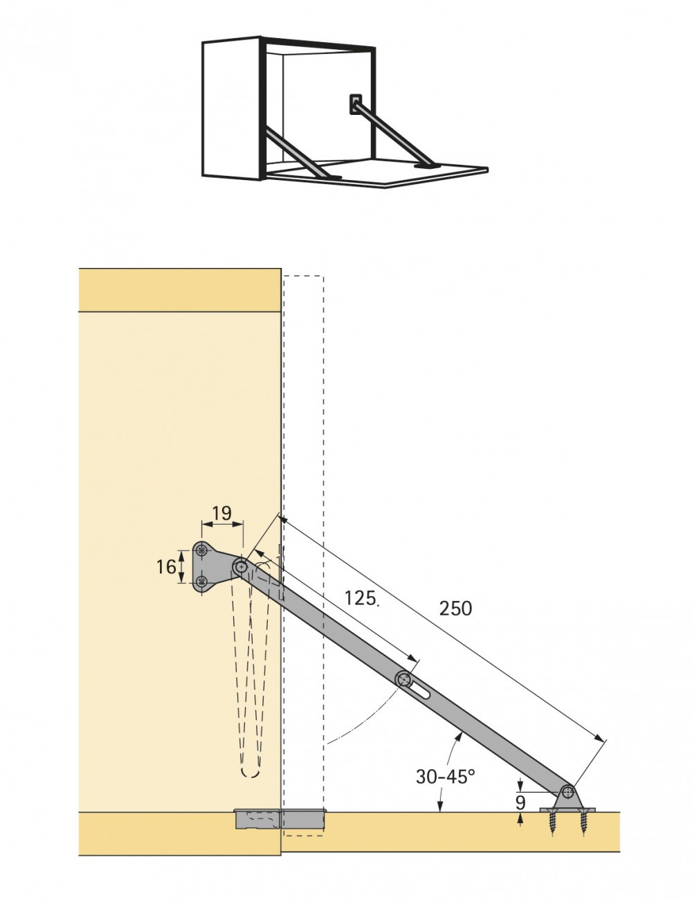 HETTICH Lot de 2 compas d'abattant pour porte de meuble HETTICH, L....