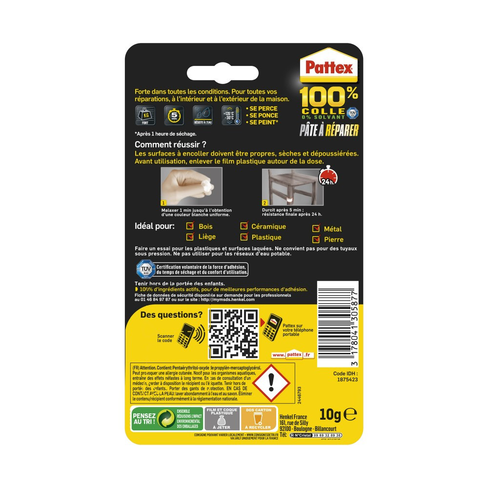 Pattex Pâte à réparer Pate a reparer PATTEX, 10 g