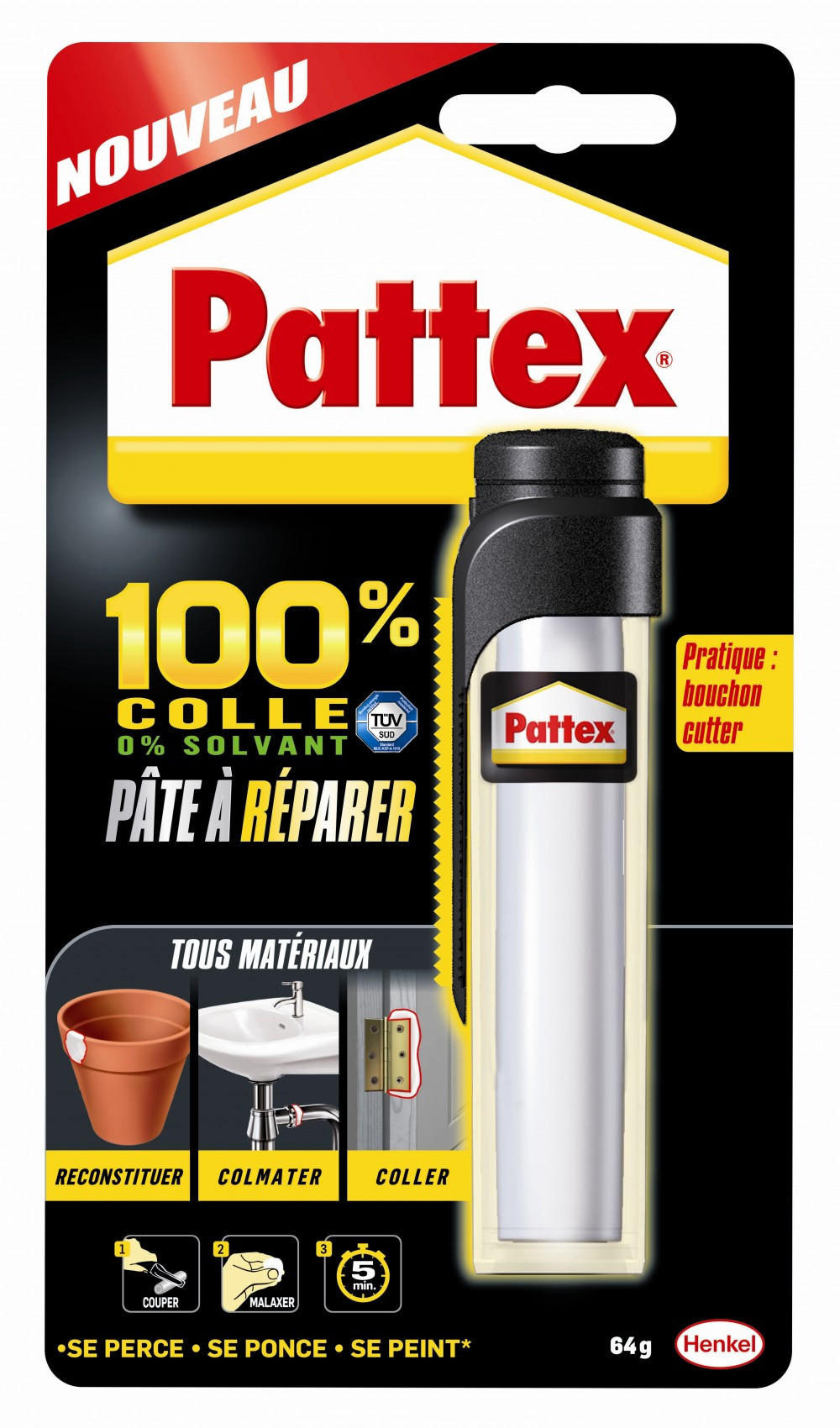 Pattex Pâte à réparer Pate a reparer PATTEX, 64 g