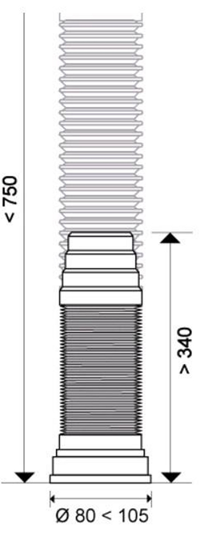 WIRQUIN Pipe de WC extensible souple Diam.10 cm WIRQUIN