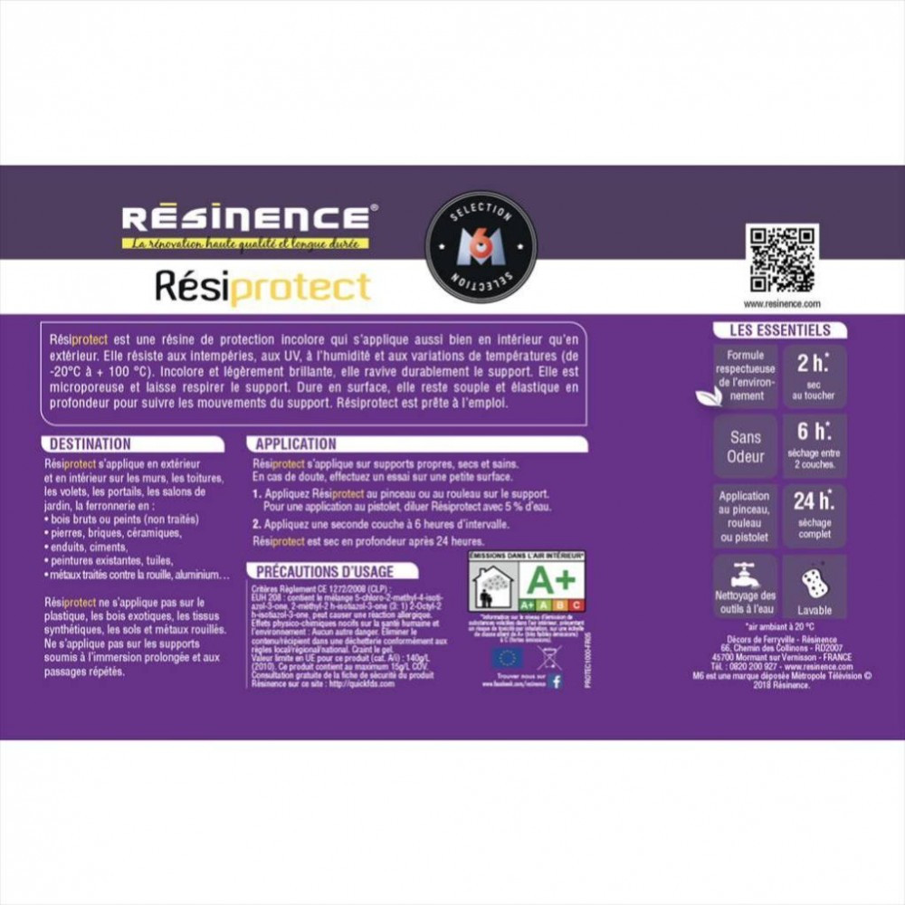 RESINENCE Résine étanchéité Résiprotect, RESINENCE transparent 0.5 l