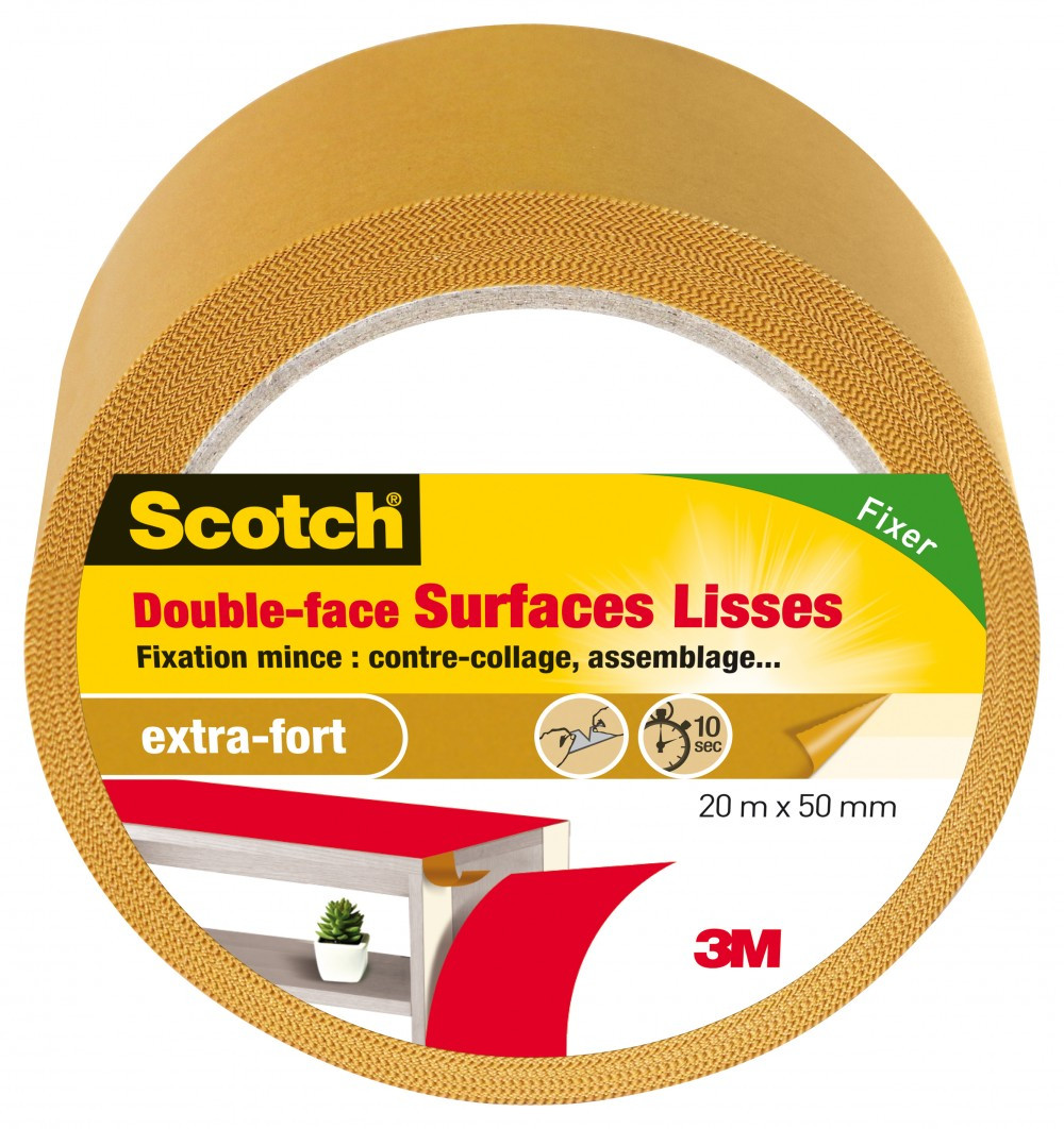 SCOTCH Rouleau adhésif double face surfaces lisses SCOTCH L.20 M x ...
