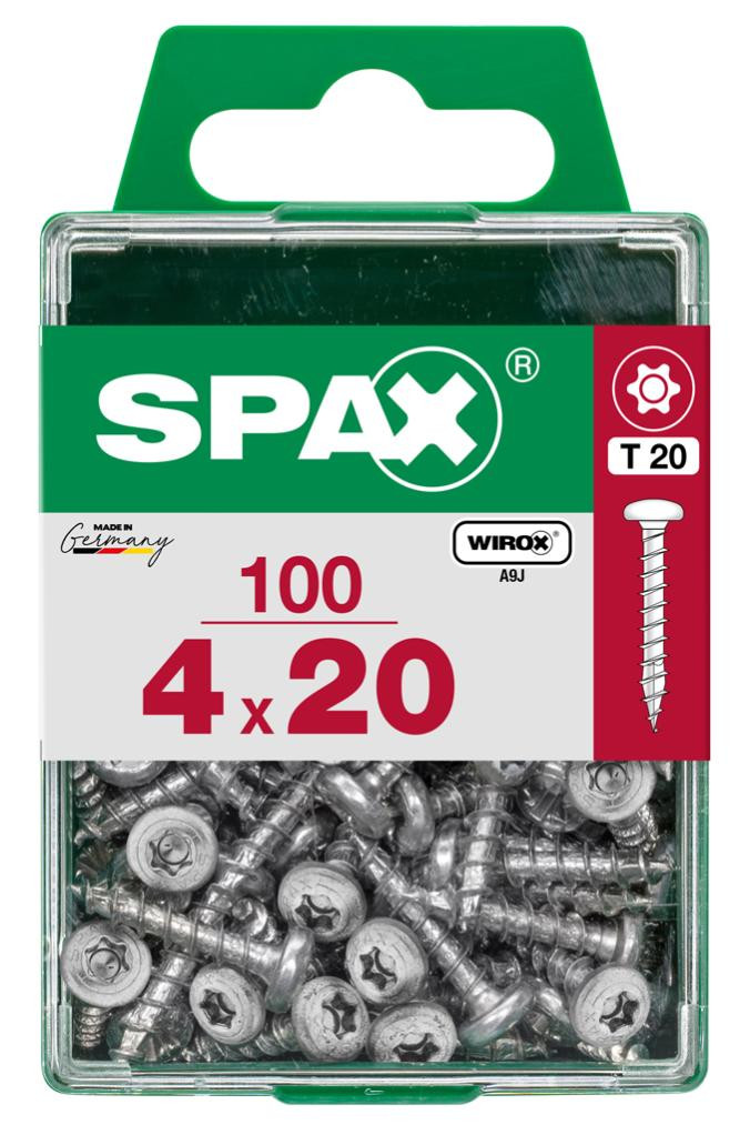 SPAX Lot de 100 vis acier tête ronde torx SPAX, Diam.4 mm x L.20 mm