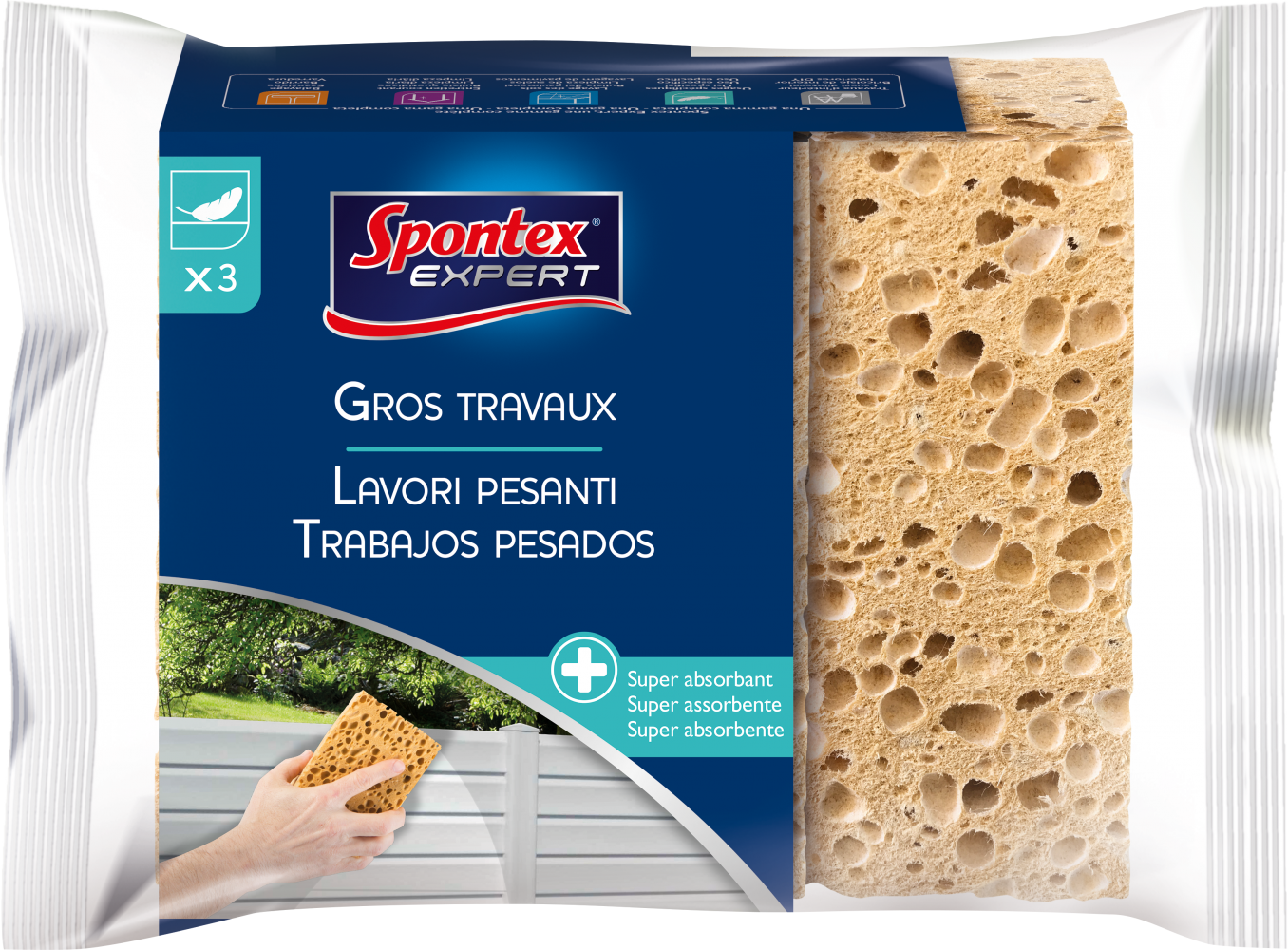 SPONTEX EXPERT Lot de 3 éponges cellulose SPONTEX EXPERT Gros travaux