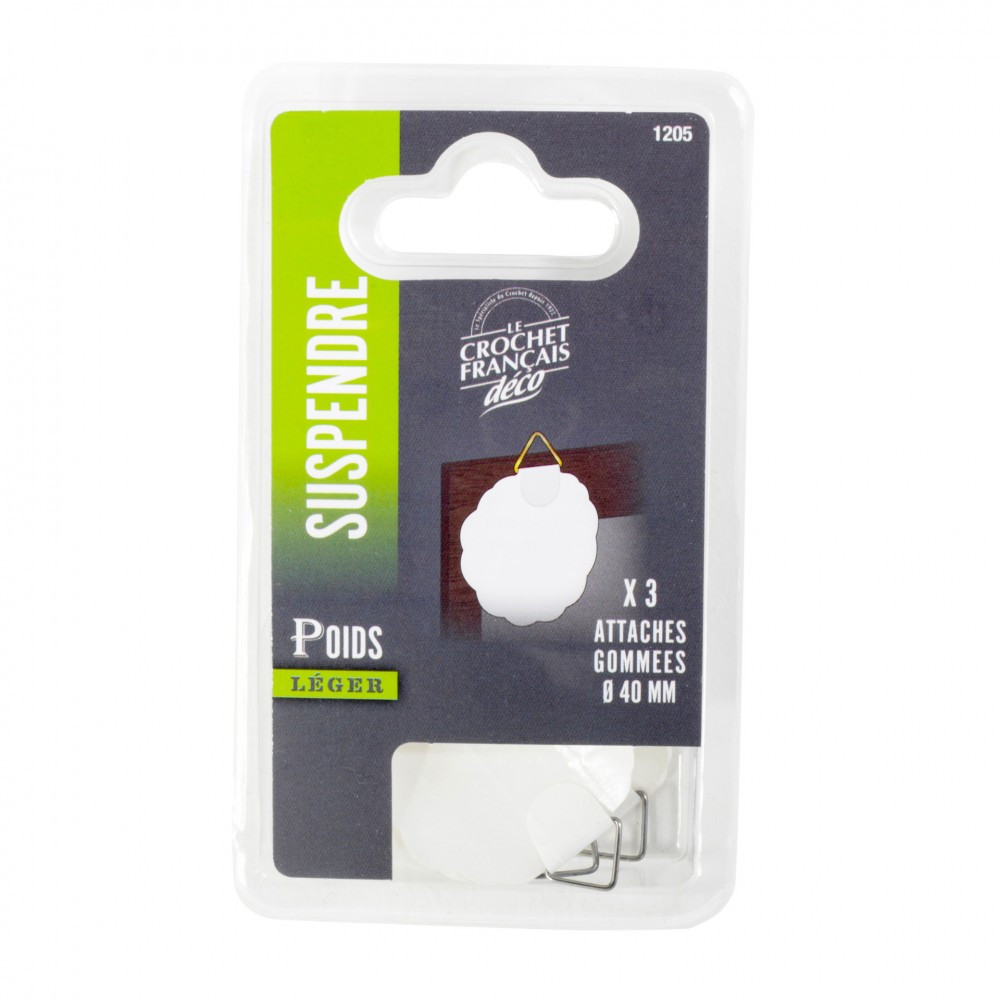 LE CROCHET FRANÇAIS Lot de 3 attaches gommées pour petits cadres lé...