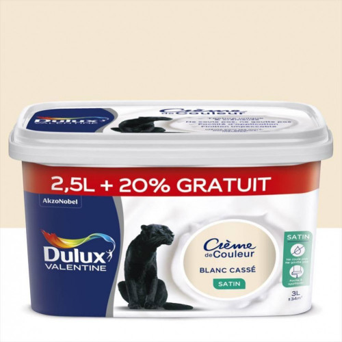DULUX VALENTINE Peinture mur, boiserie, Crème de couleur blanc cass... DULUX VALENTINE Peinture mur, boiserie, Crème de couleur blanc cass...