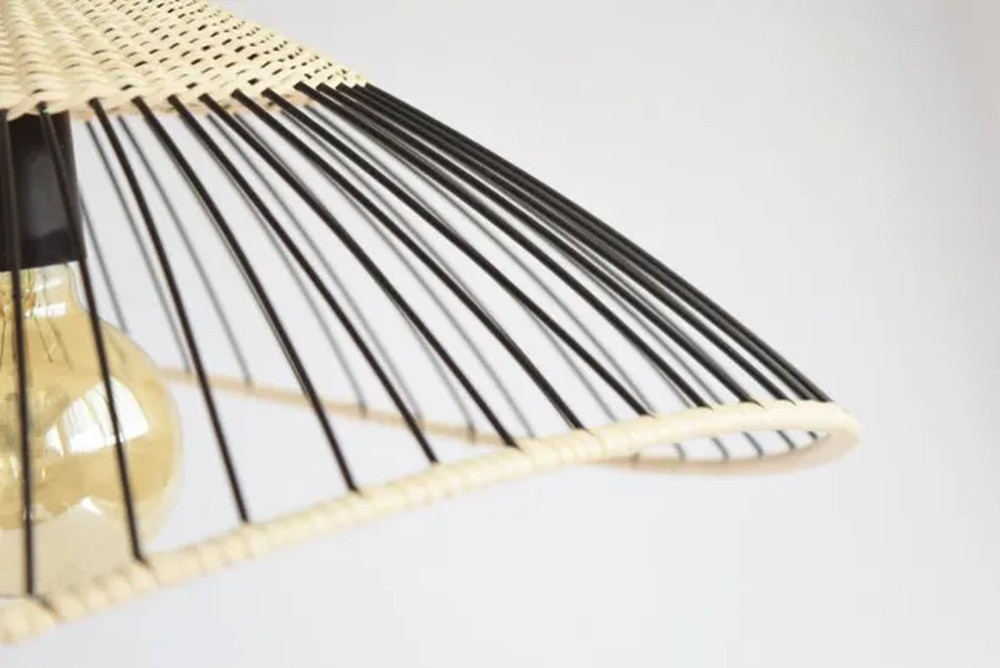 SEYNAVE Suspension 1x e27 rotin noir/naturel Kasteli, D.45 cm