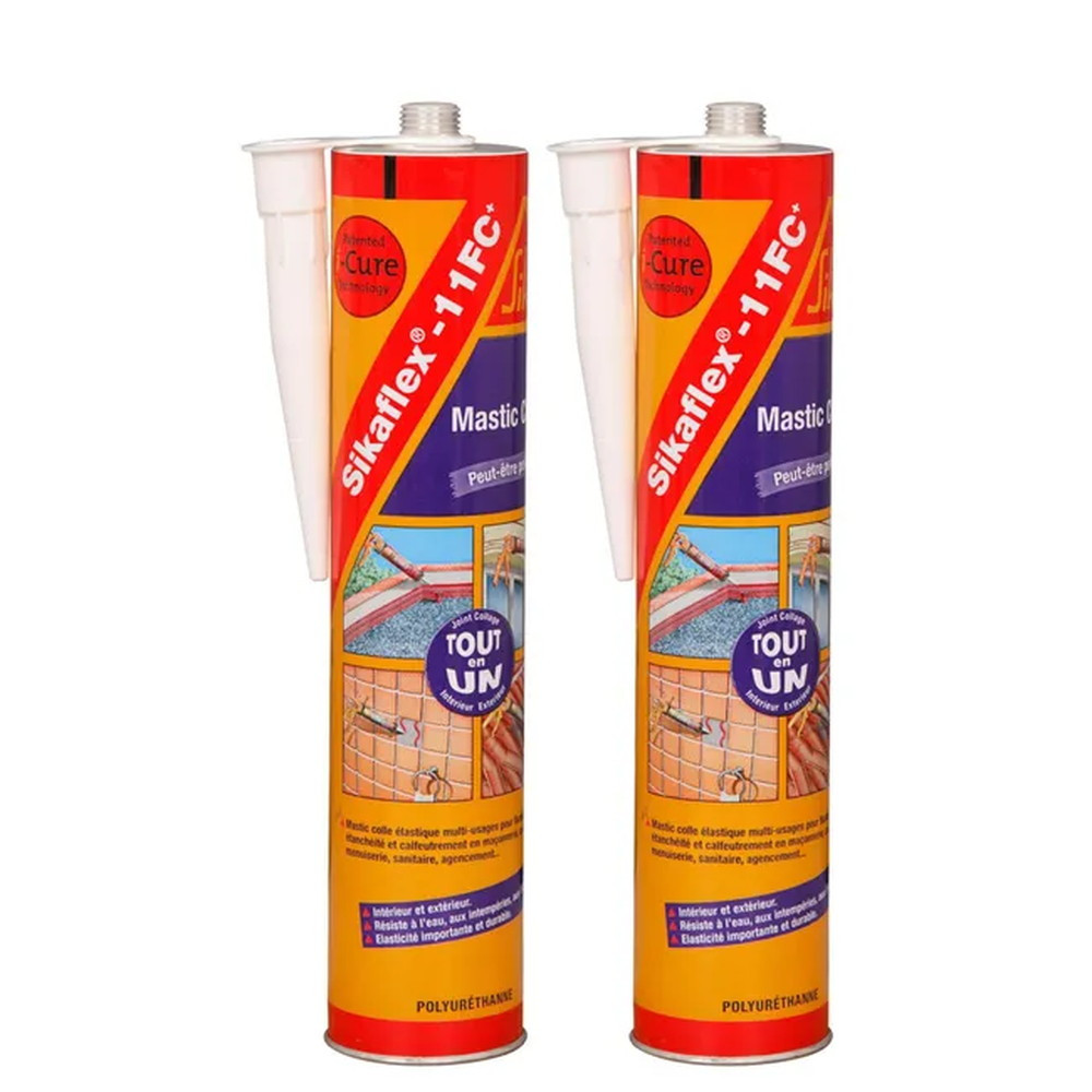 SIKA Mastic-colle multi-usage Sikaflex 11FC et Blanc, Lot 2x300 ml