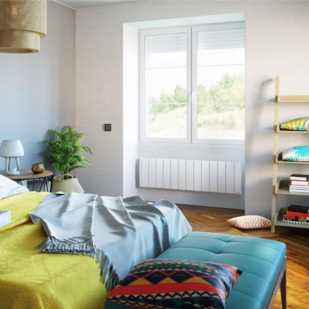 SAUTER Radiateur électrique connecté IPALA bas 1000W blanc - inerti...