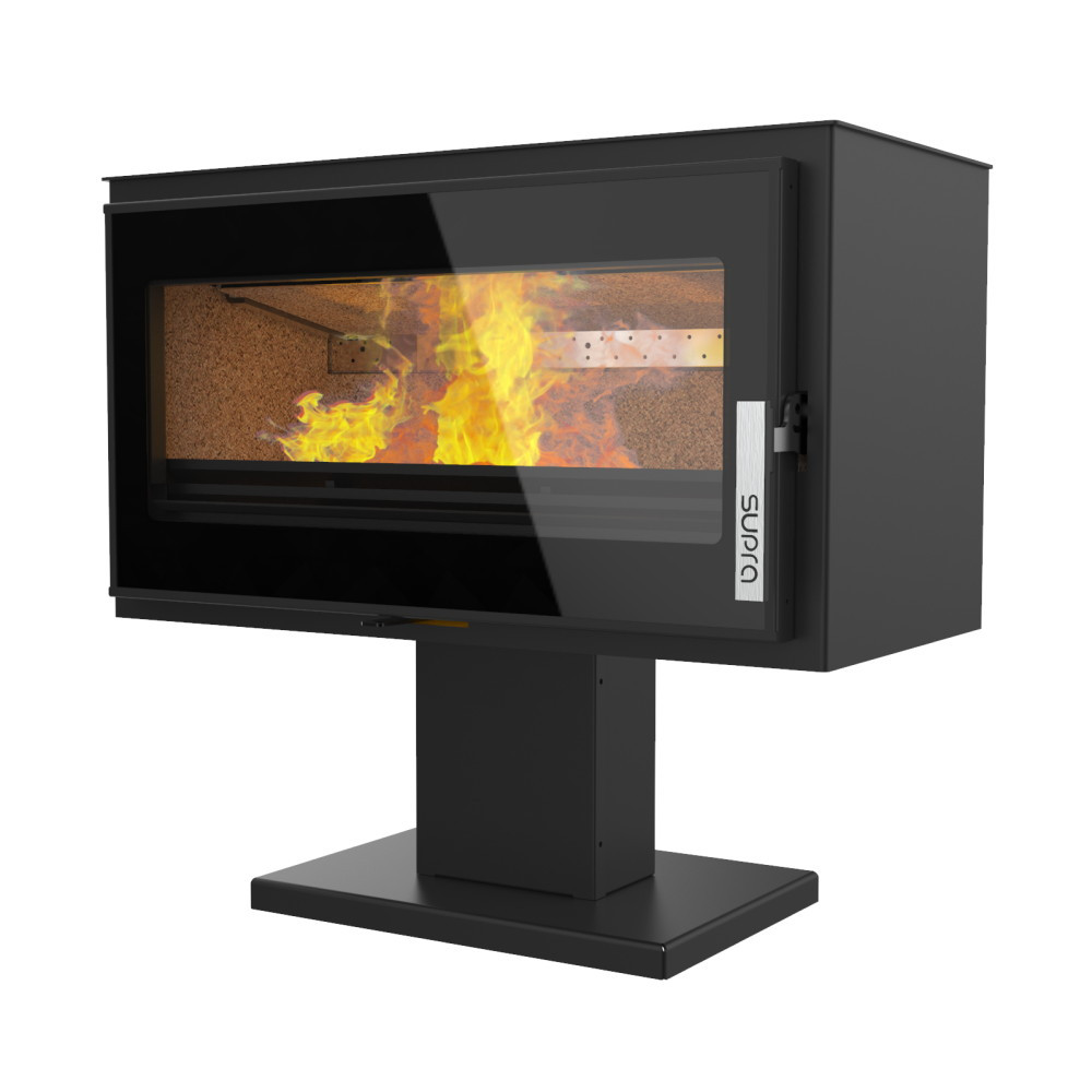 Supra Poêle à bois LARRY SUR PIED acier - horizontal - étanche - bû...