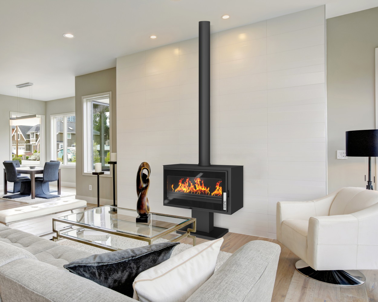 Supra Poêle à bois LARRY SUR PIED acier - horizontal - étanche - bû...