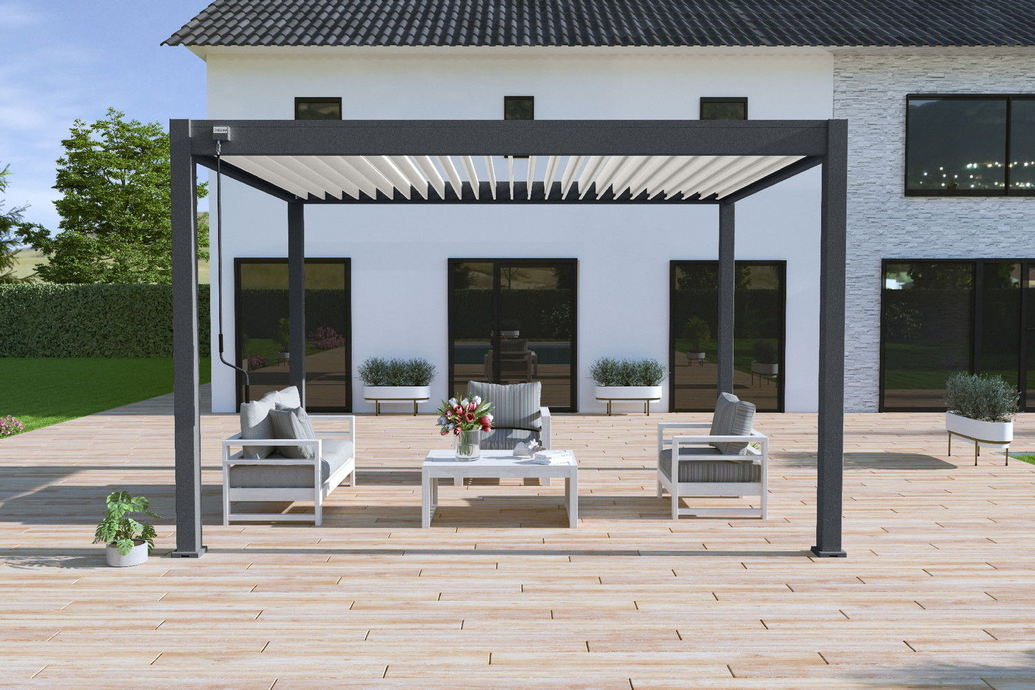Ombréa Pergola bioclimatique autoportante bicolore - 300 x 400 x H....