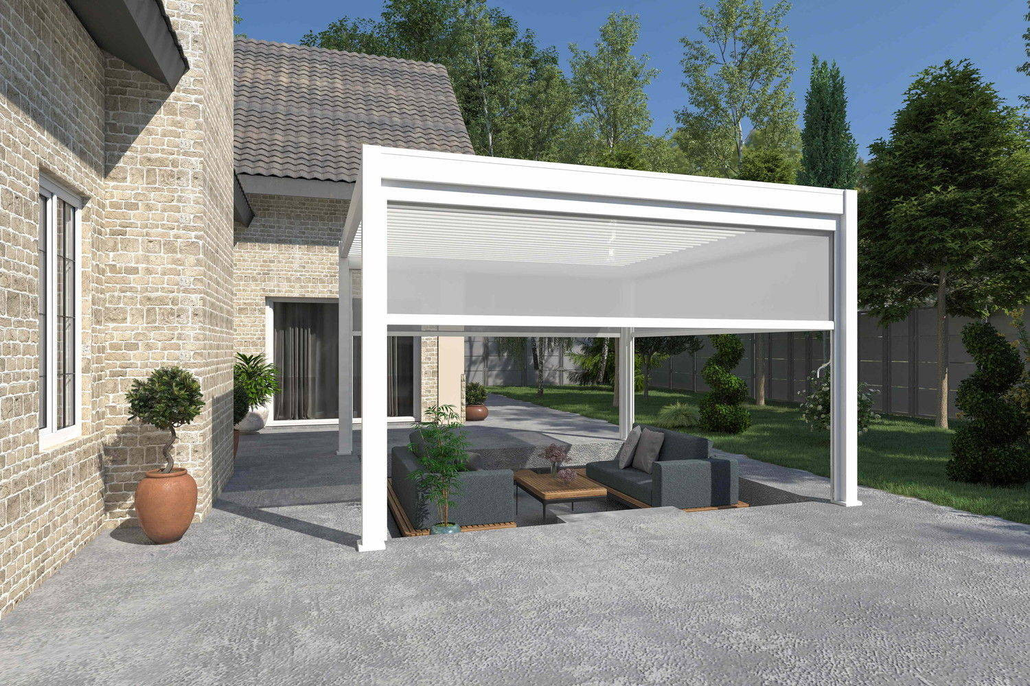 Ombréa Pergola bioclimatique autoportante blanc - 400 x 400 x H. 25...