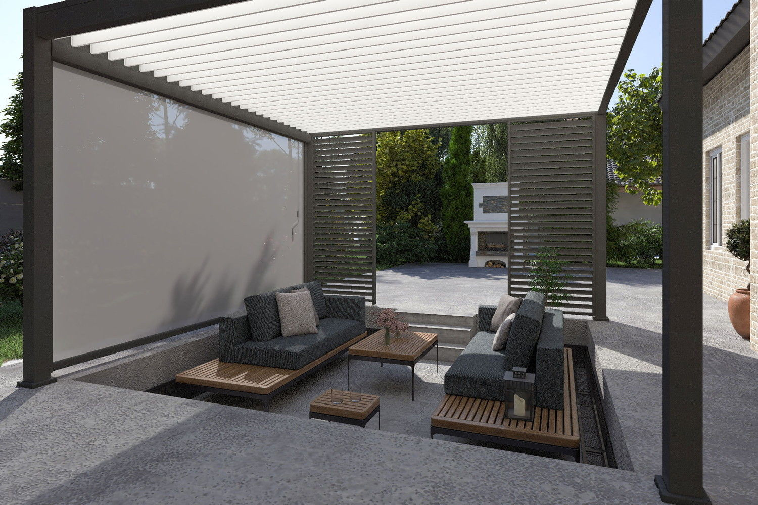 Ombréa Pergola bioclimatique autoportante bicolore - 400 x 400 x H....