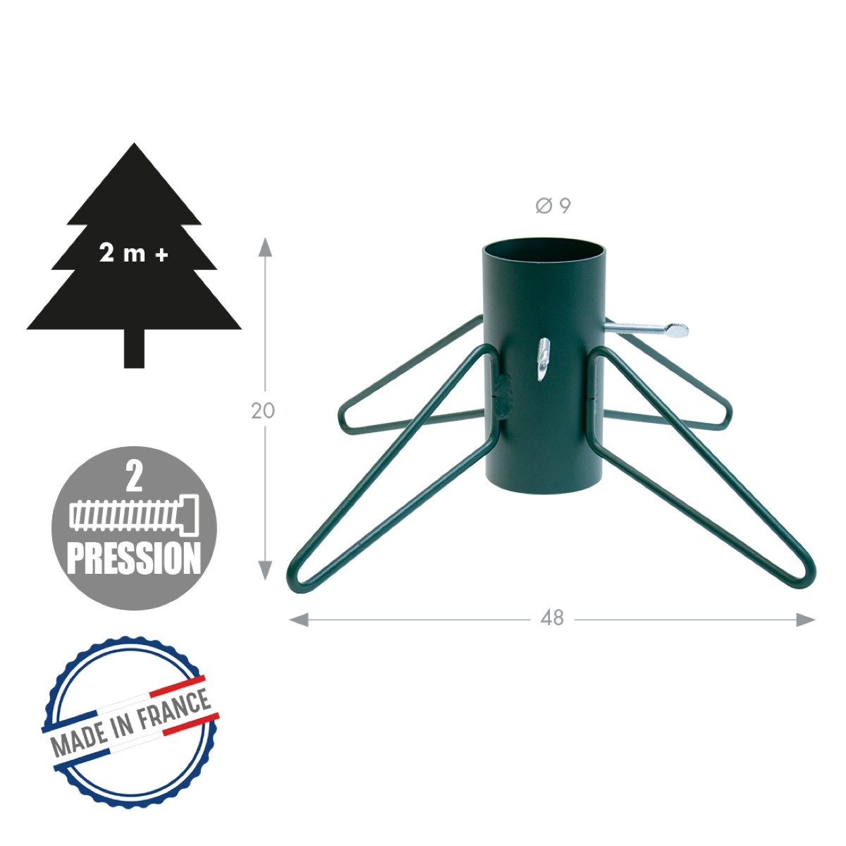 Louis Moulin Pied de sapin 4 pieds fer rond vert sapin tube 9 cm