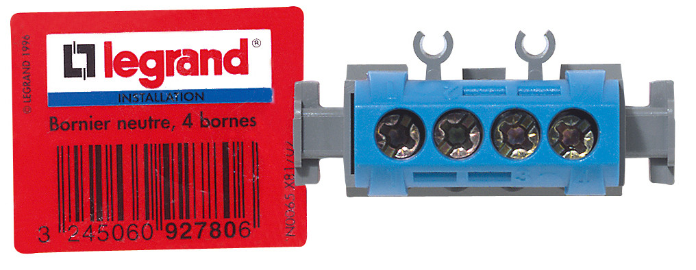 Legrand Bornier neutre bleu 4 bornes 16mm²