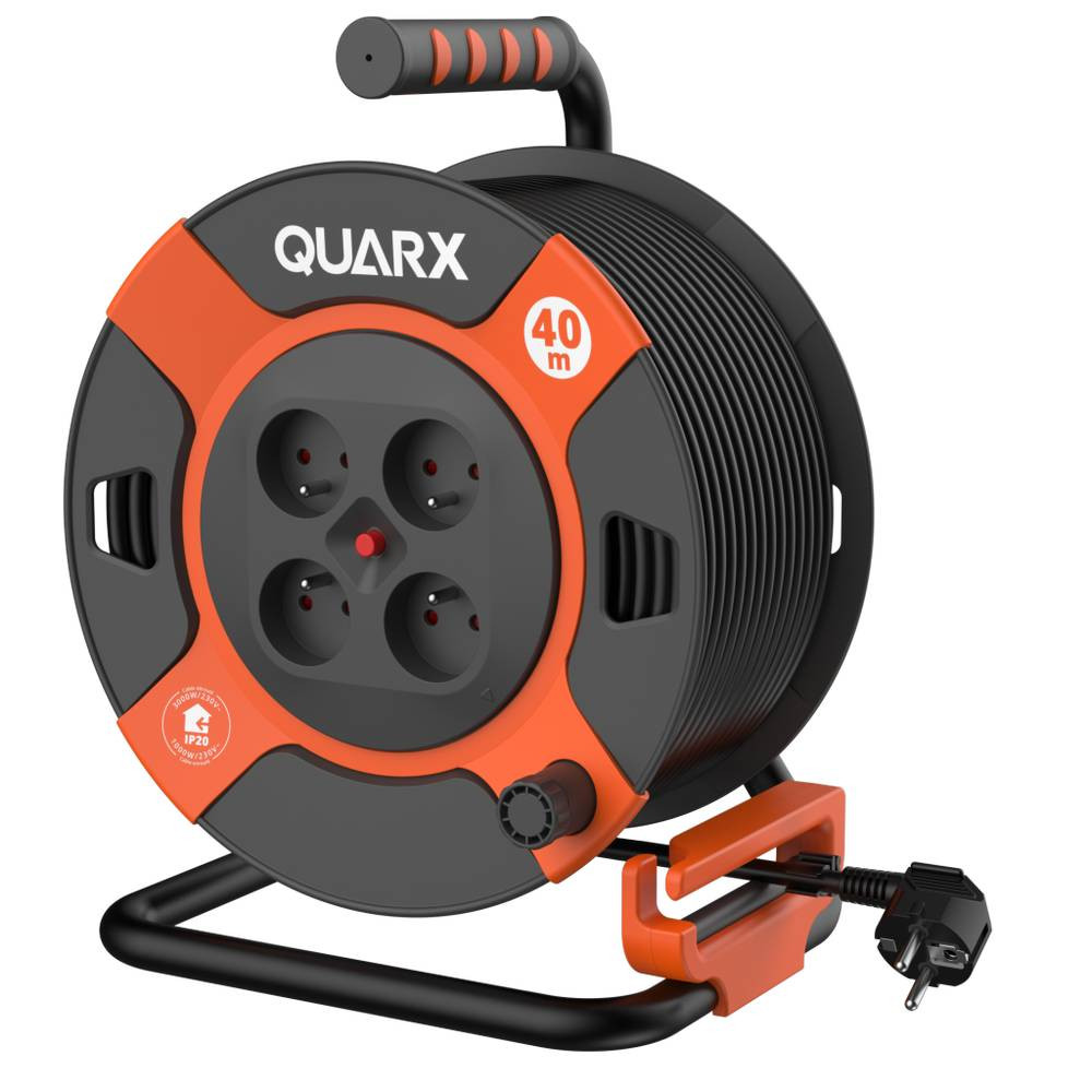 Quarx Enrouleur électrique bricolage H05VV-F 3G1,5mm2 40 mètres