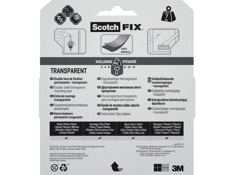 SCOTCH Double face transparent 10m x 19mm Fix 3M transparent