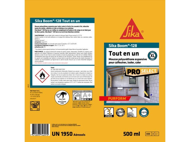 SIKA Mousse expansive multi usages inf. 0,1% iso Sika Boom 128 blan...
