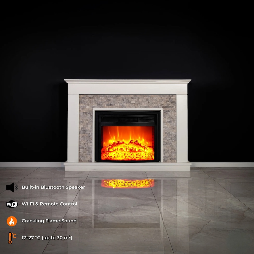 DLC Home Cheminée électrique – Seraton – 1800 W – Effet flamme réal...