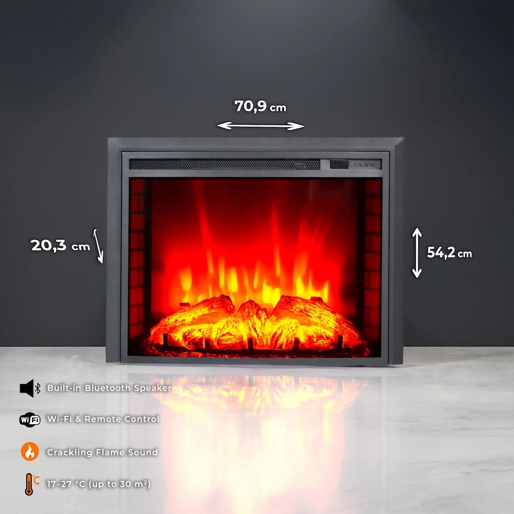 DLC Home Cheminée électrique - EF4 - 1800 W avec effet flamme réali...