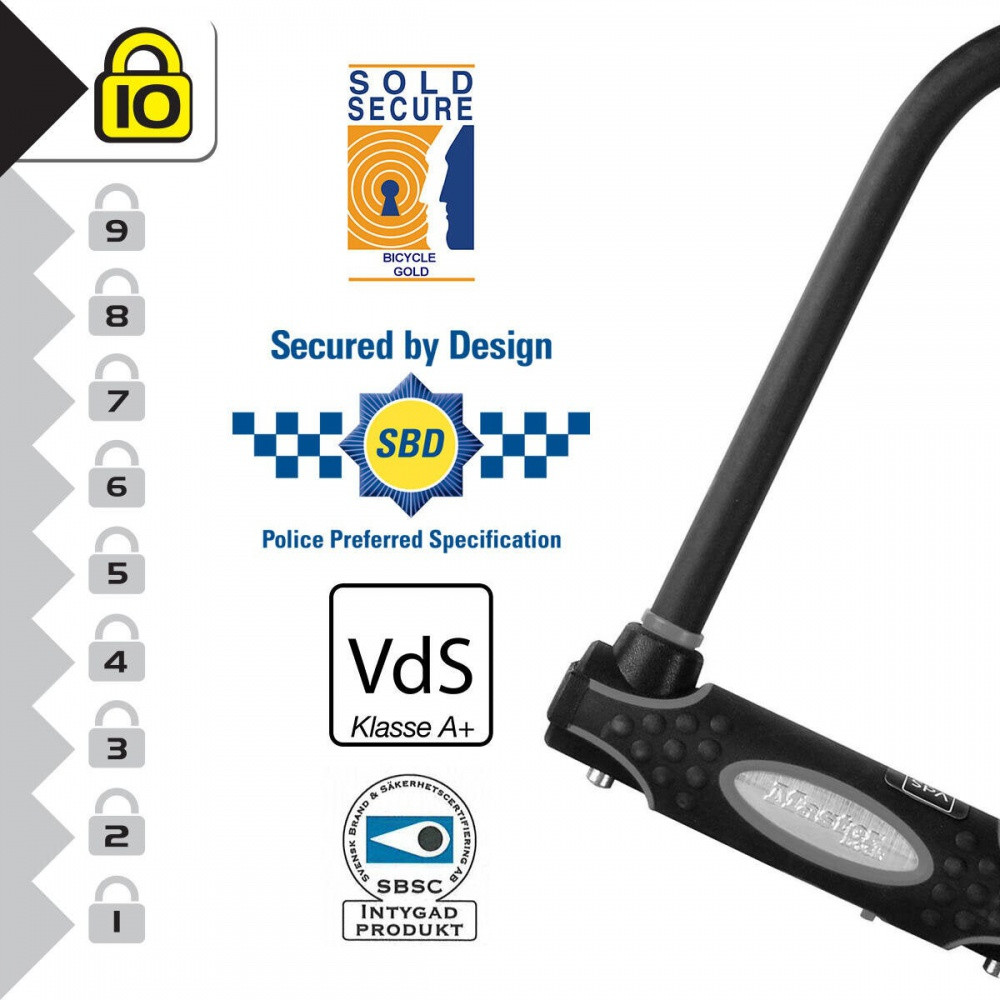 Master Lock Antivol de velo en U MASTER LOCK avec anse en acier cem...