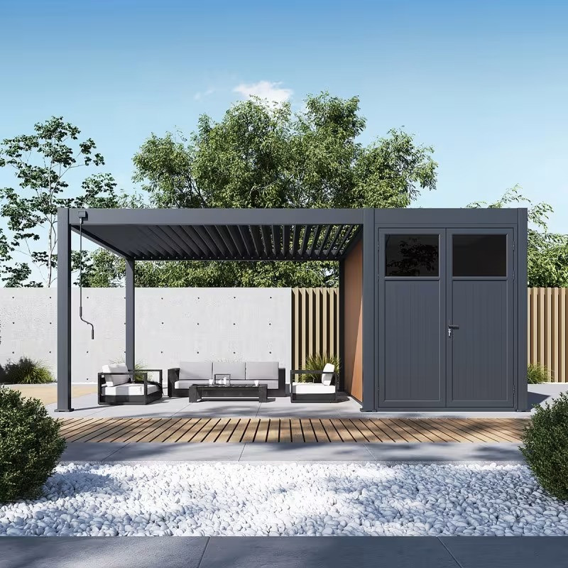 Ombréa Pergola bioclimatique 4 x 4 m avec abri 8 m² - aluminium ant...