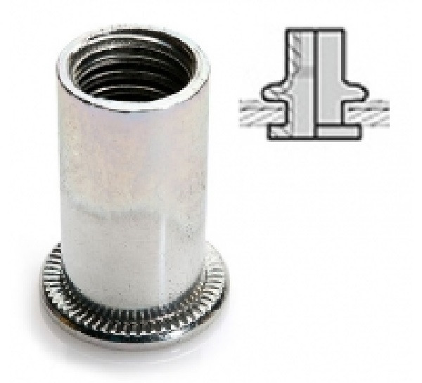 Techman 40 écrous M5 à sertir acier avec tête plate