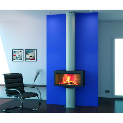 FOCGRUP Cheminée frontale avec porte + Base et foyer fonte ES60