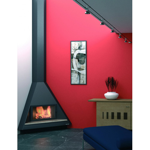 FOCGRUP Cheminée de coin avec porte + Base et Foyer fonte CH89 - an...