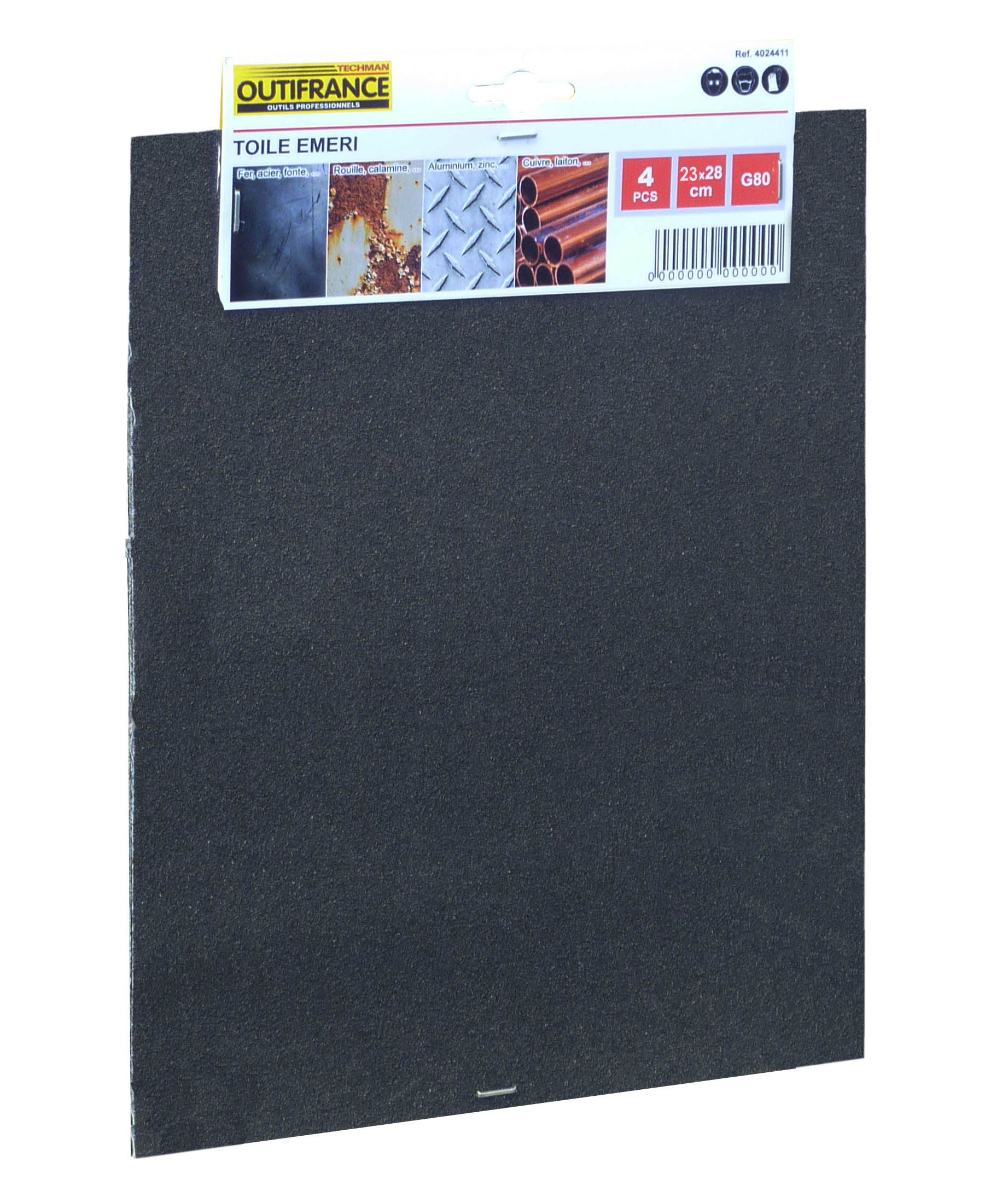 Outifrance Toile émeri 18x28 cm gr.60 - Lot de 4 feuilles