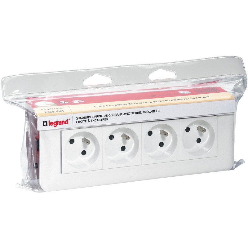 Legrand Mosaic kit complet 4 prise de courant encastrable