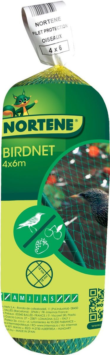 Nortene Filet de protection oiseaux "Birdnet" - 2 x 10 m - Vert